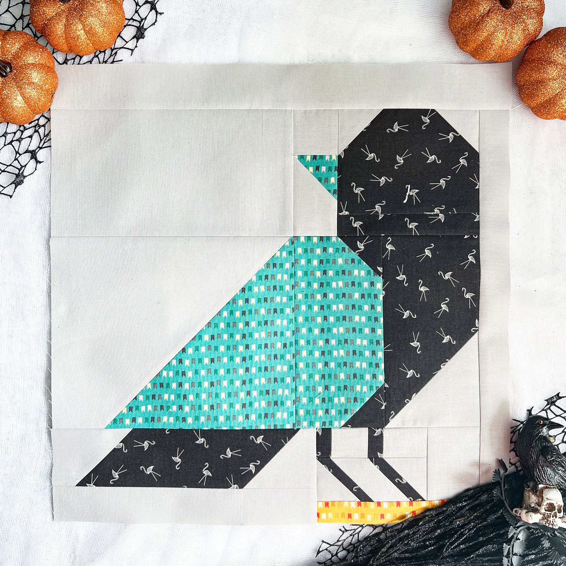 Eddy Allan Crow Quilt Block - Spooky Sampler 2023 - Cotton and Joy
